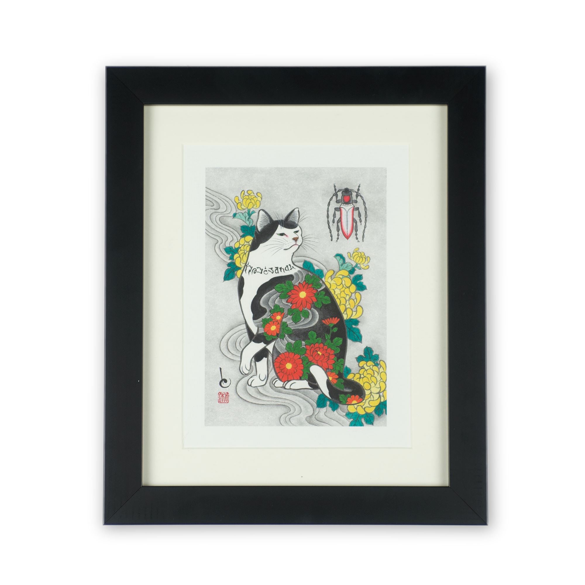 Framed Kiku Print – Monmon Cats